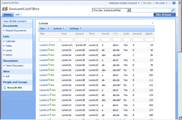 Add Real Time Filtering To All Lists And Libraries In A Sharepoint Site